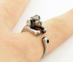 Cute Puppy Dog Doggy Ring Silver Bronze Animal Wrap Ring Rings Fashon ...