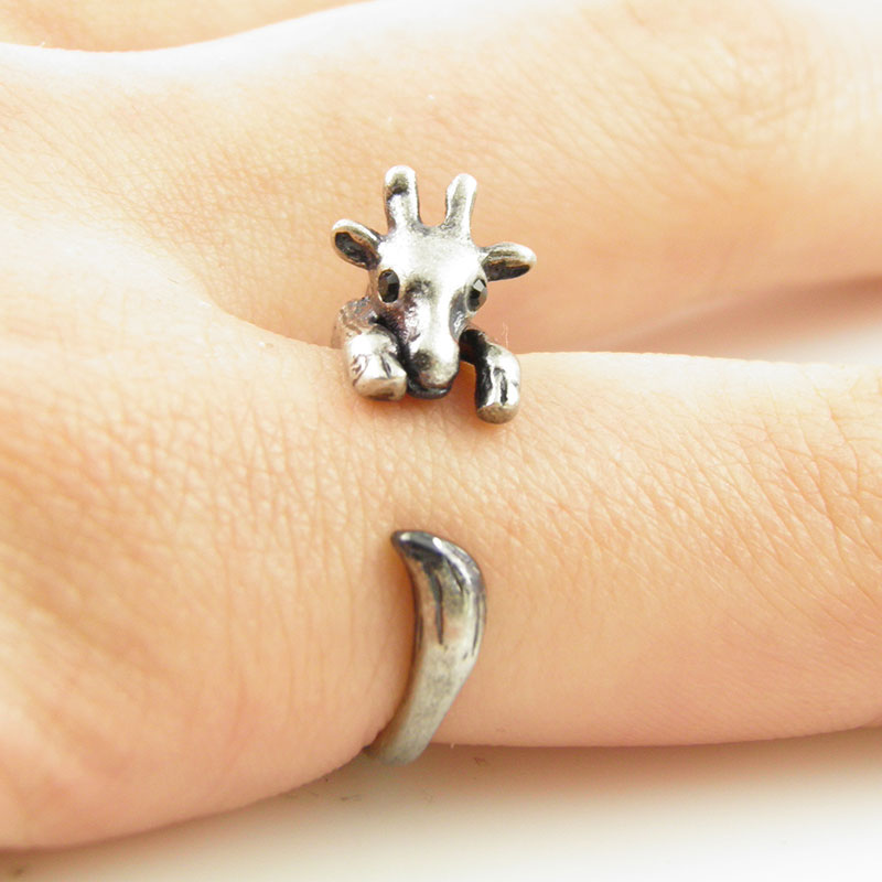 Cute Animal Ring Silver Bronze Giraffe Wrap Ring Rings Fashon Jewelry ...