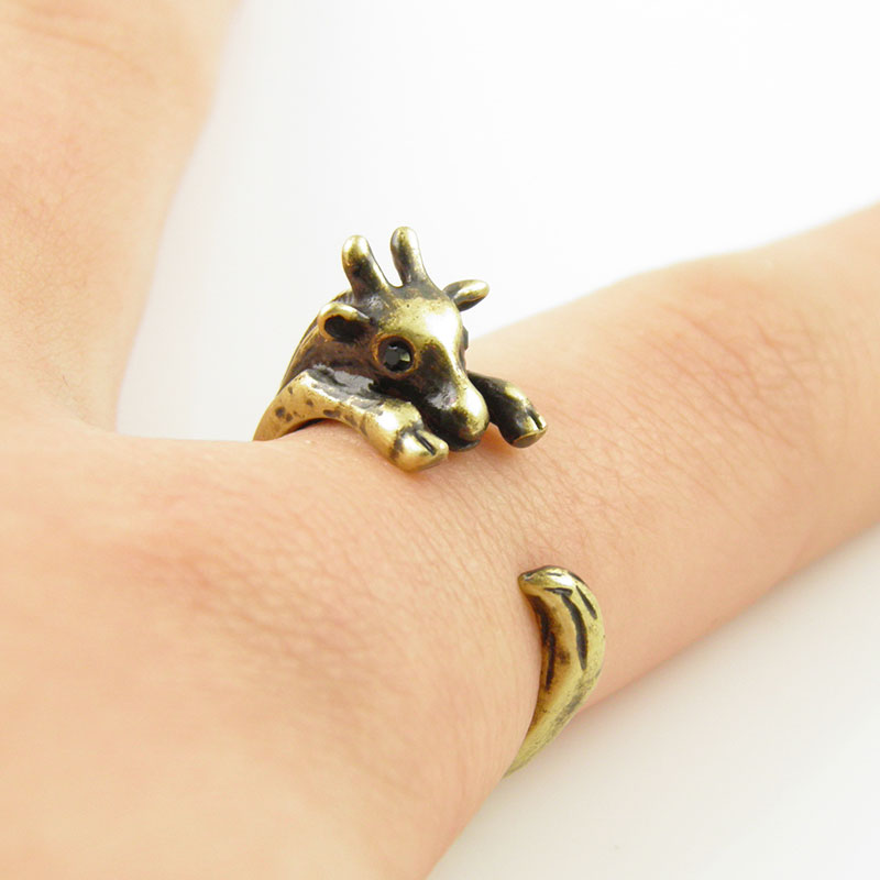 Cute Animal Ring Silver Bronze Giraffe Wrap Ring Rings Fashon Jewelry ...