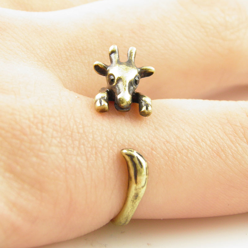 Cute Animal Ring Silver Bronze Giraffe Wrap Ring Rings Fashon Jewelry ...