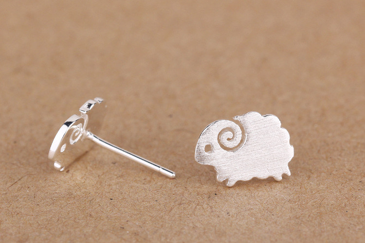Cute Sheep Ear Stud 925 Silver Ear Nail Earring Jewelry on Luulla