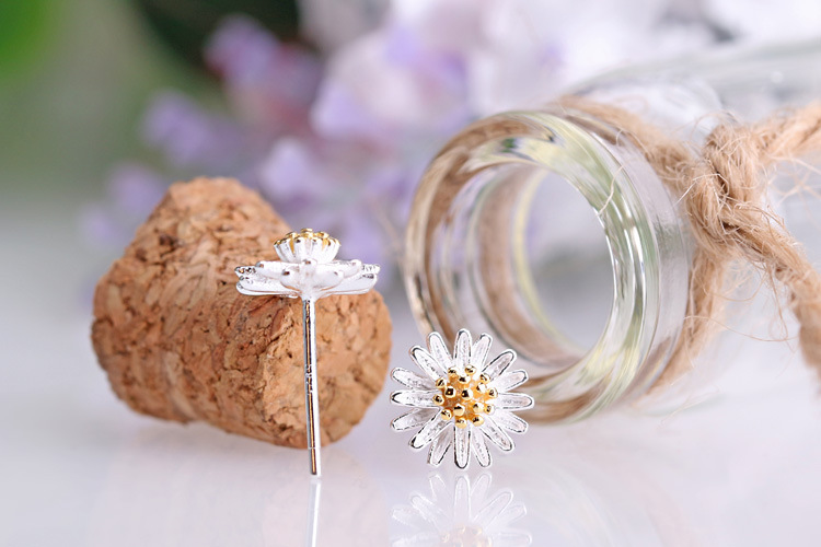 925 Silver Daisy Ear Stud Ear Nail Earring Jewelry on Luulla
